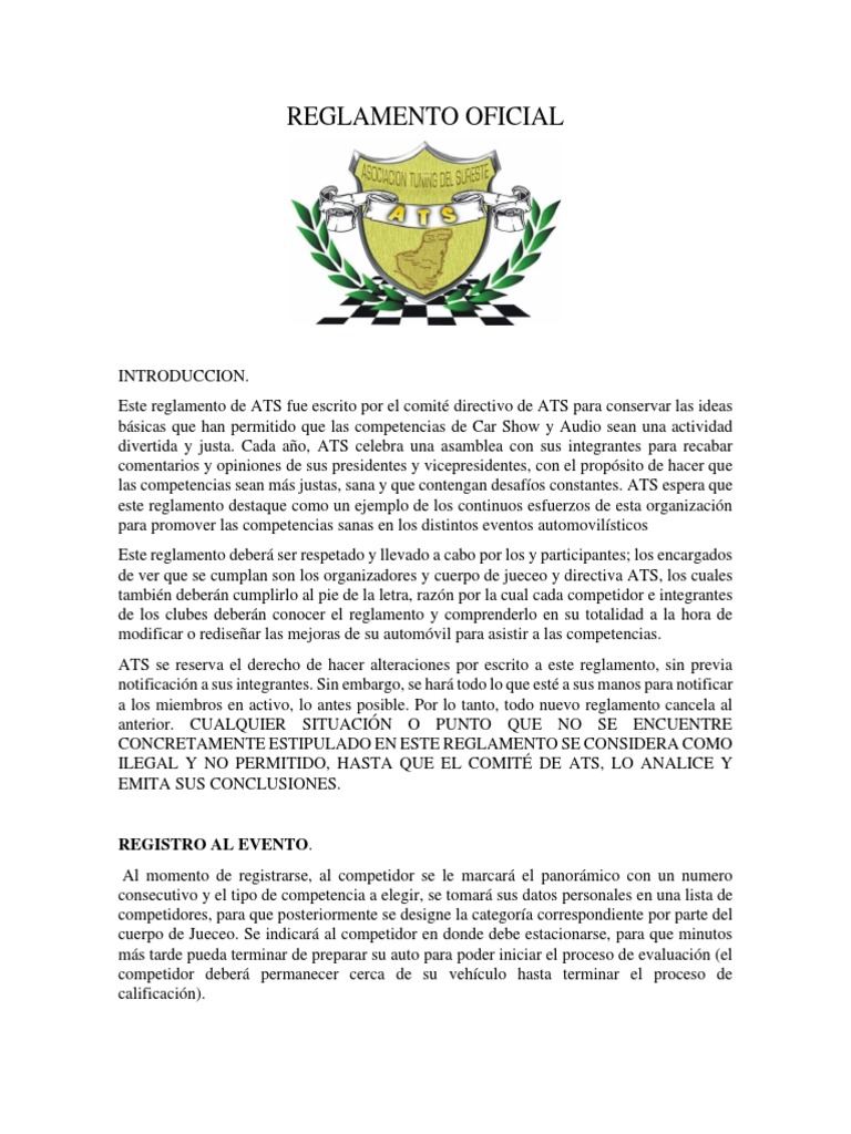 Reglamento Ats Final | PDF | Juez | Coche