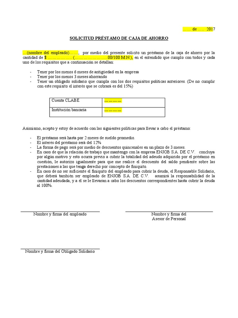 Préstamo Caja de Ahorro | PDF | Finanzas y dinero
