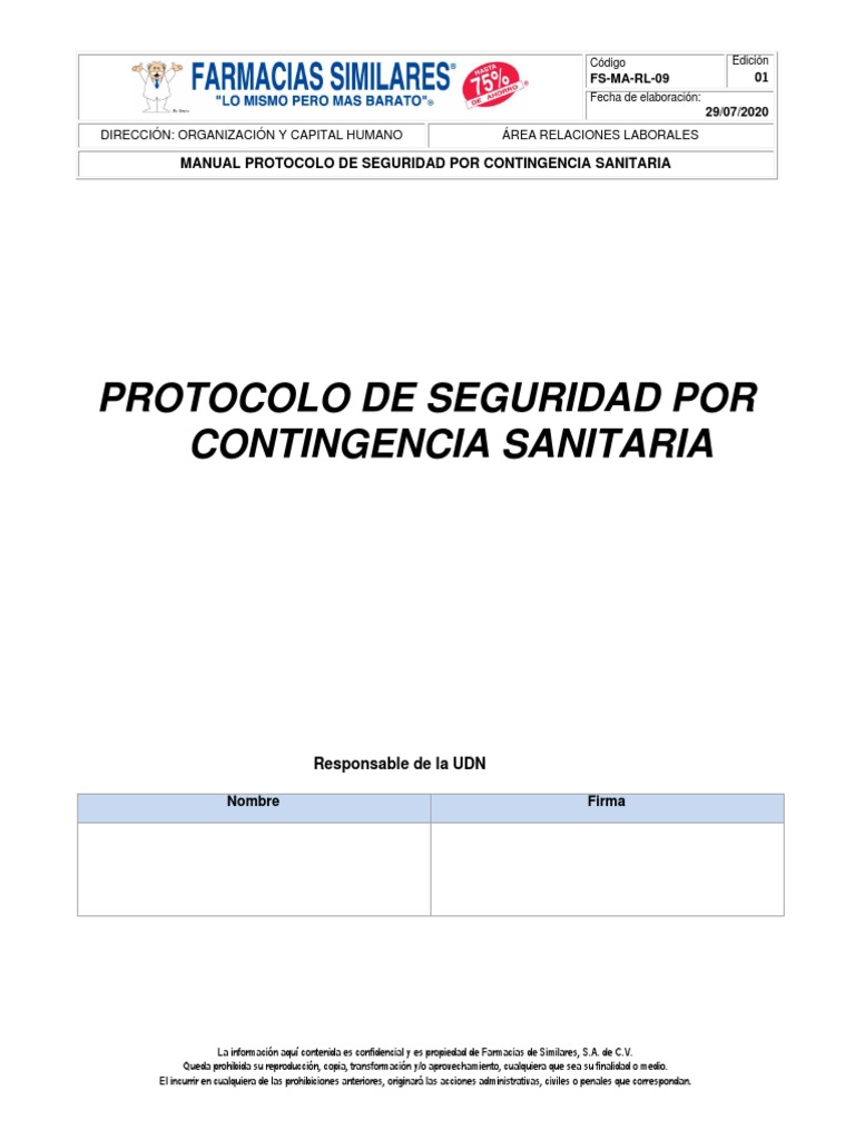 FS-MA-RL-09 Manual Protocolo de Seguridad Por Contingencia Sanitaria | PDF | Medicina ...