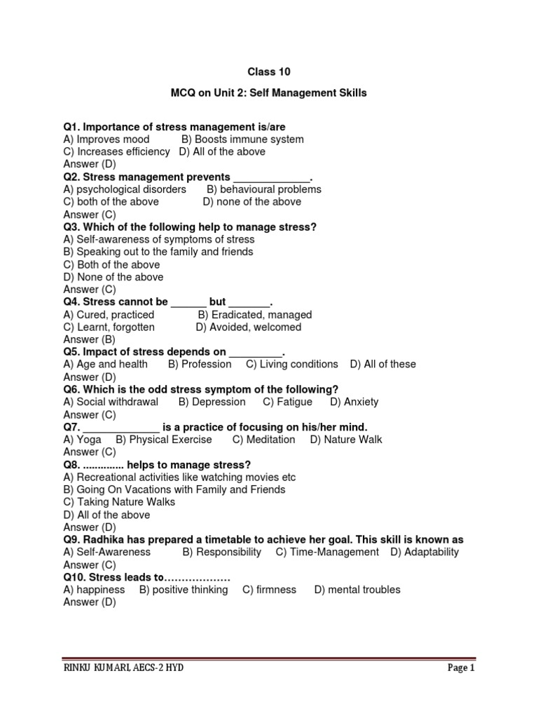 Mastering Self-Management Skills: An In-Depth Review of Key Concepts Through a 50 Question MCQ ...