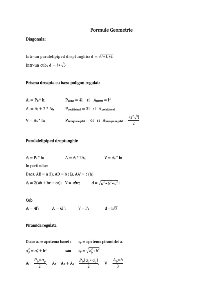 Volume and Area Formulas for Prisms | PDF