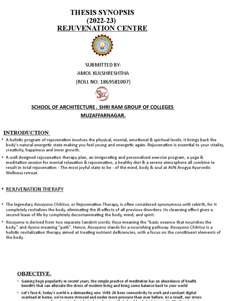 Synopsis Rejuvenation | PDF | Meditation | Stress (Biology)