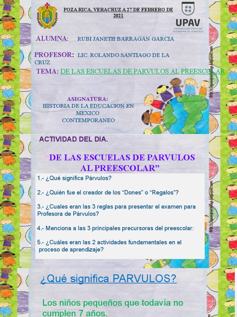 De Las Escuelas de Parvulos Al Preescolar | PDF | Educación de la ...