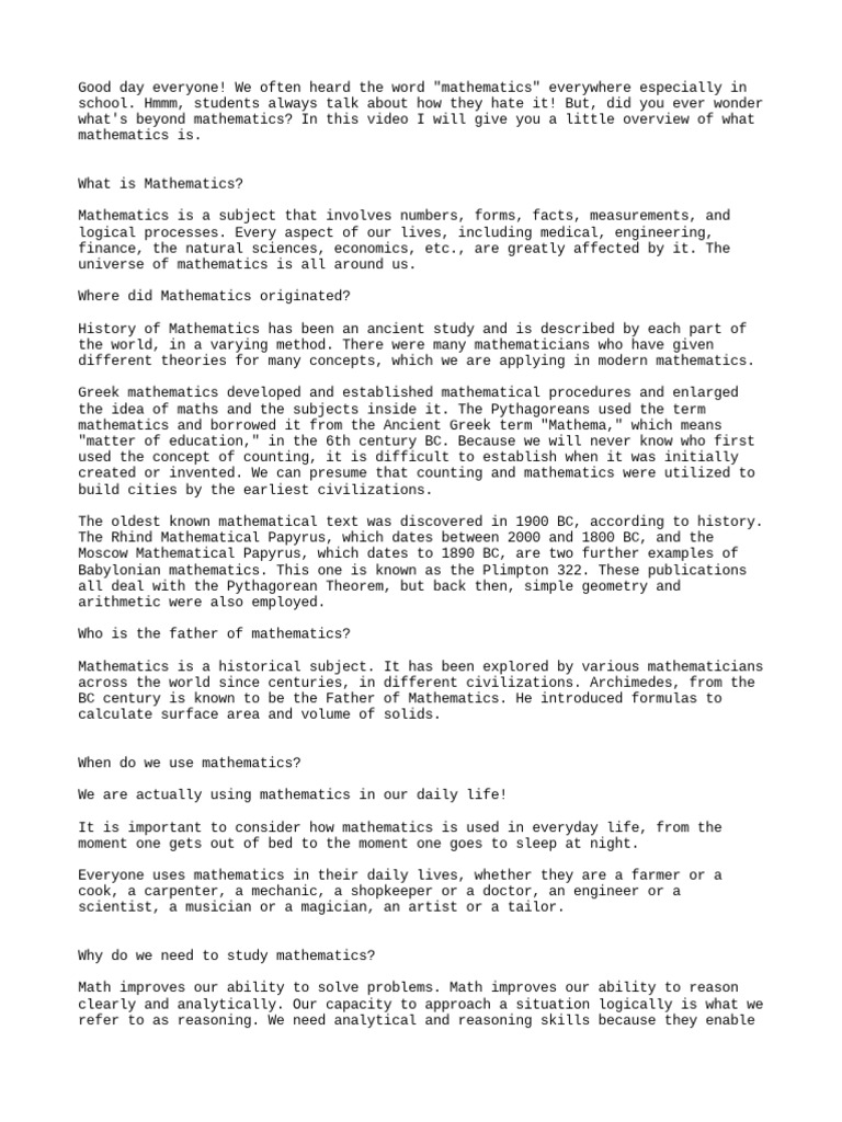 What Is Math? Explained | PDF | Mathematics | Science