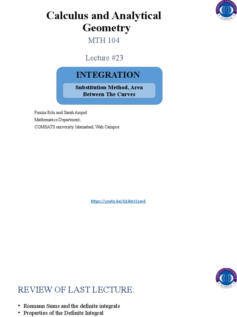 Lecture#23 Area Between The Curves | PDF