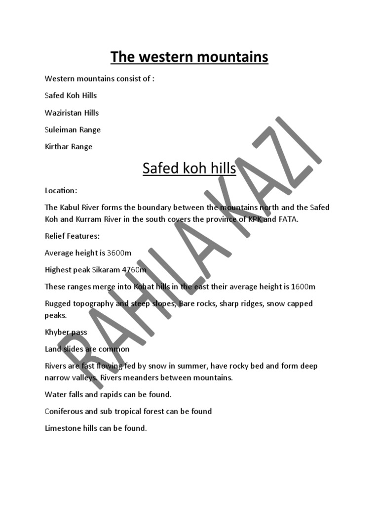 The Western Mountains Notes | PDF | River | Rain