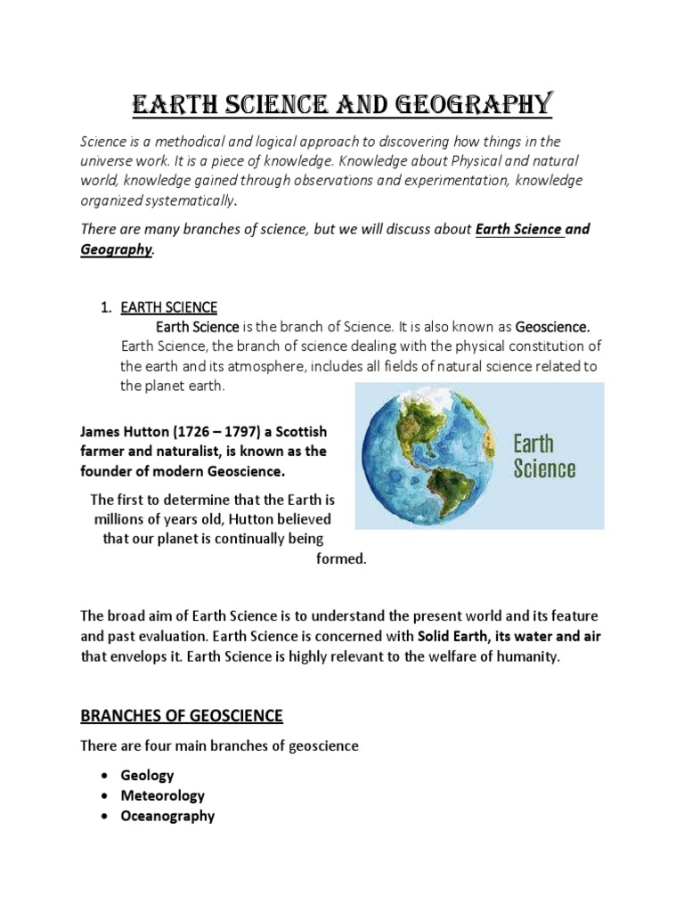 Earth Science and Geography | PDF | Geography | Science