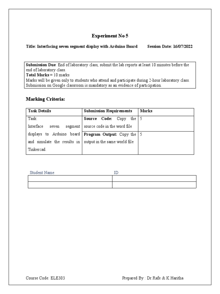 Experiment 5 | PDF | Arduino | Electricity