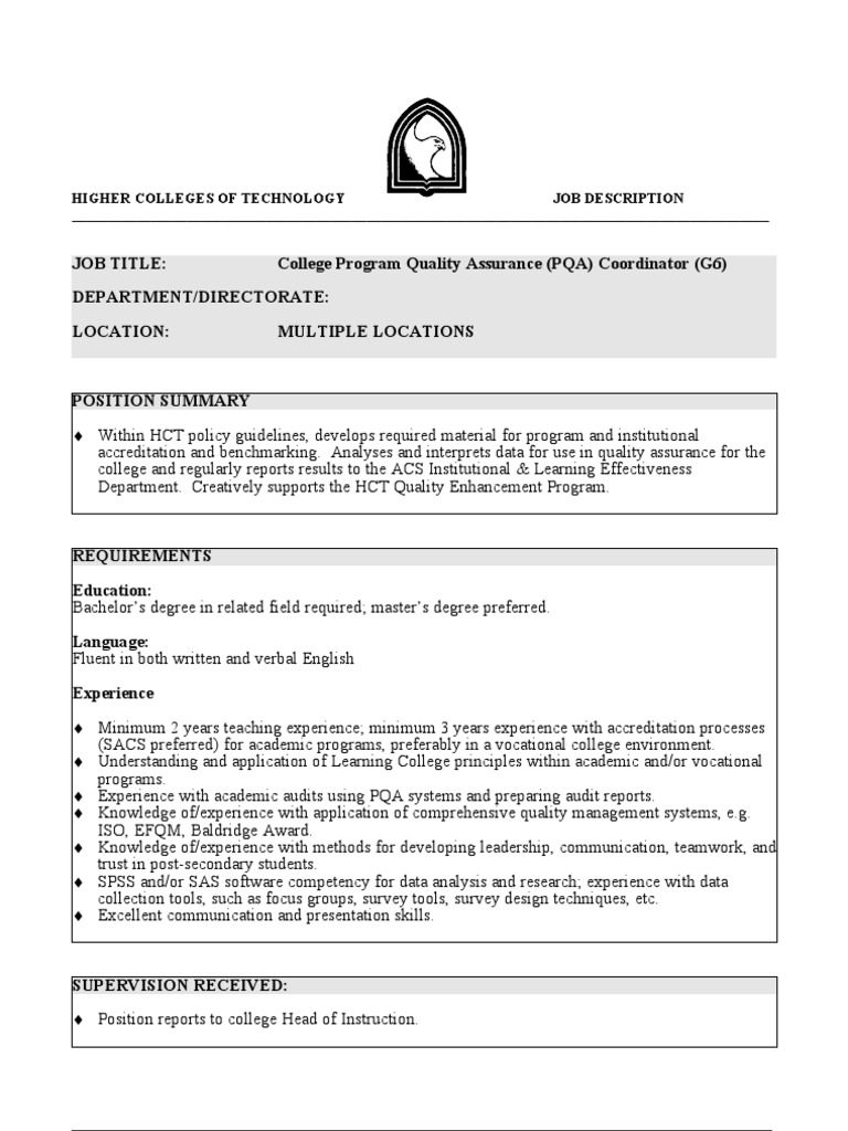 G6 PQAC ModelJD | PDF | Quality Assurance | College