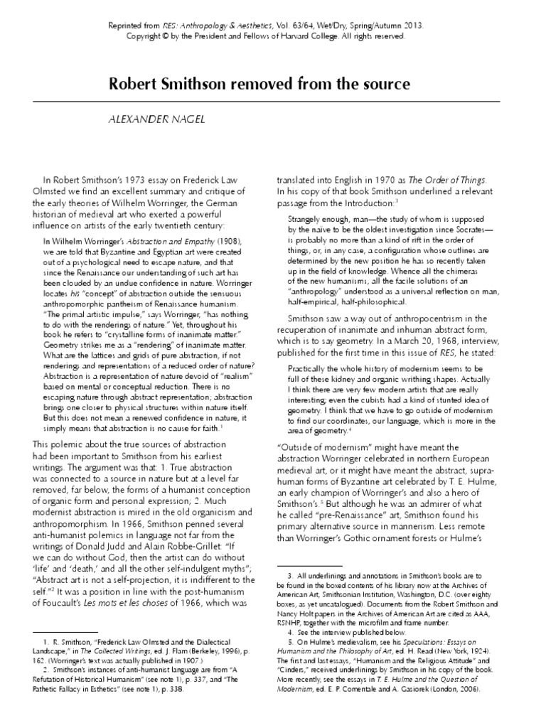 Robert Smithson Removed From The Source | PDF | Abstract Art | Modernism