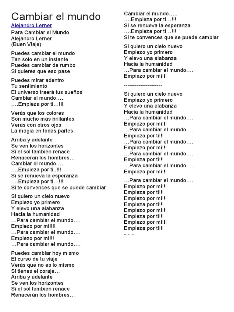 Cambiar El Mundo | PDF | Relaciones personales, crianza y desarrollo ...