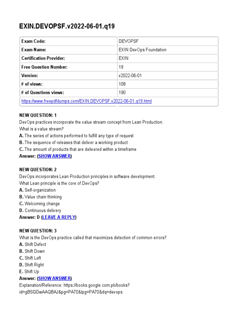 DevOps Foundation Exam Insights | PDF | Agile Software Development | Technology Development