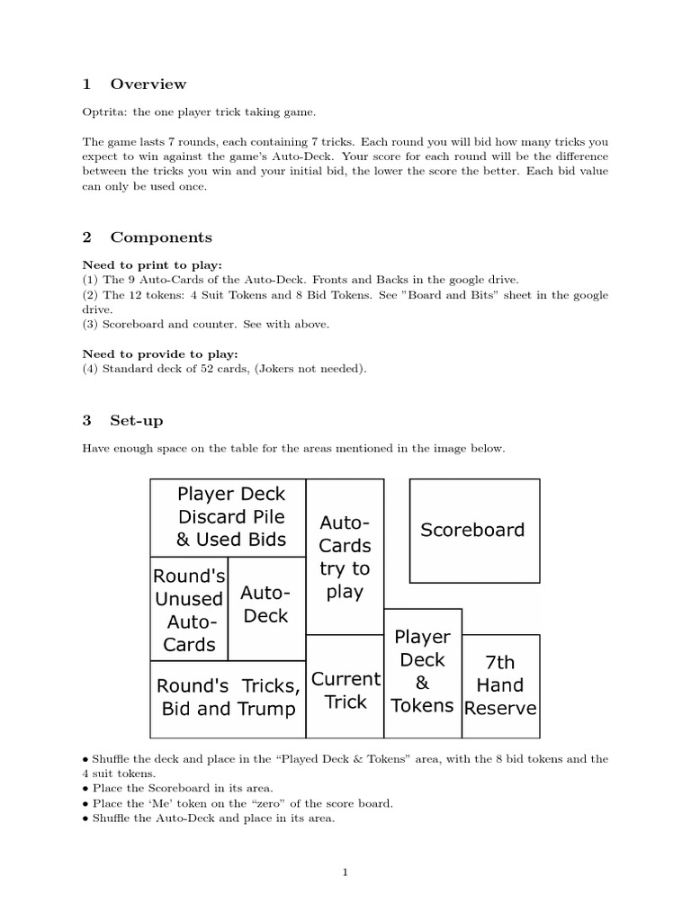 The one player trick taking game Optrita overview | PDF | Gambling ...