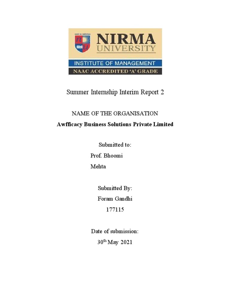 Interim Report 2 Summer Internship | PDF