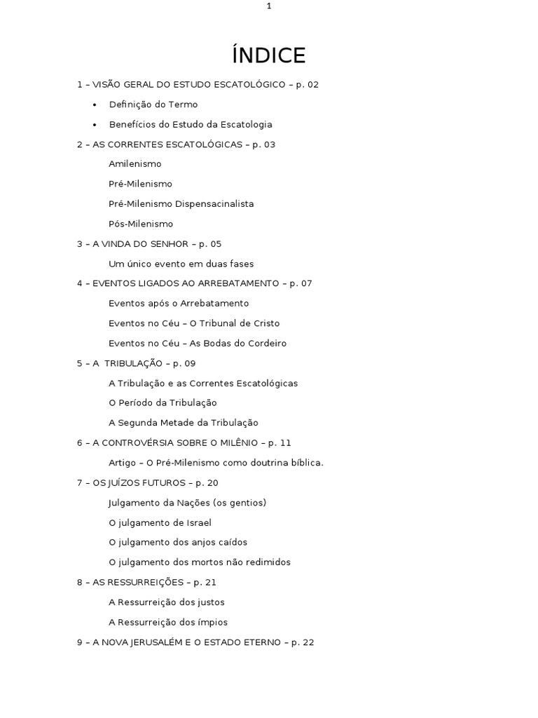 Apstila de Escatologia - Aoc | PDF | Escatologia | Pré-milenismo