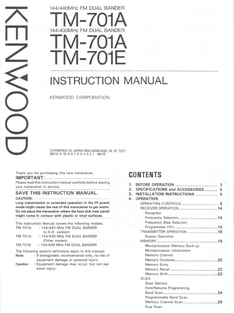 TM 701a | PDF