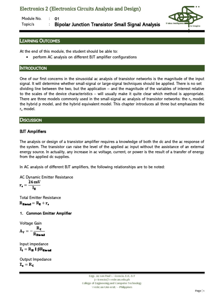 Electronics 2 Module 01 | PDF