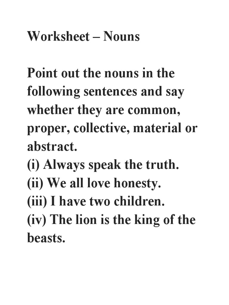 Nouns Worksheet | PDF