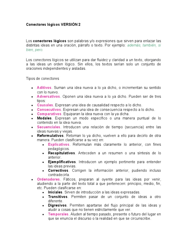Tipos y ejemplos de conectores lógicos | PDF