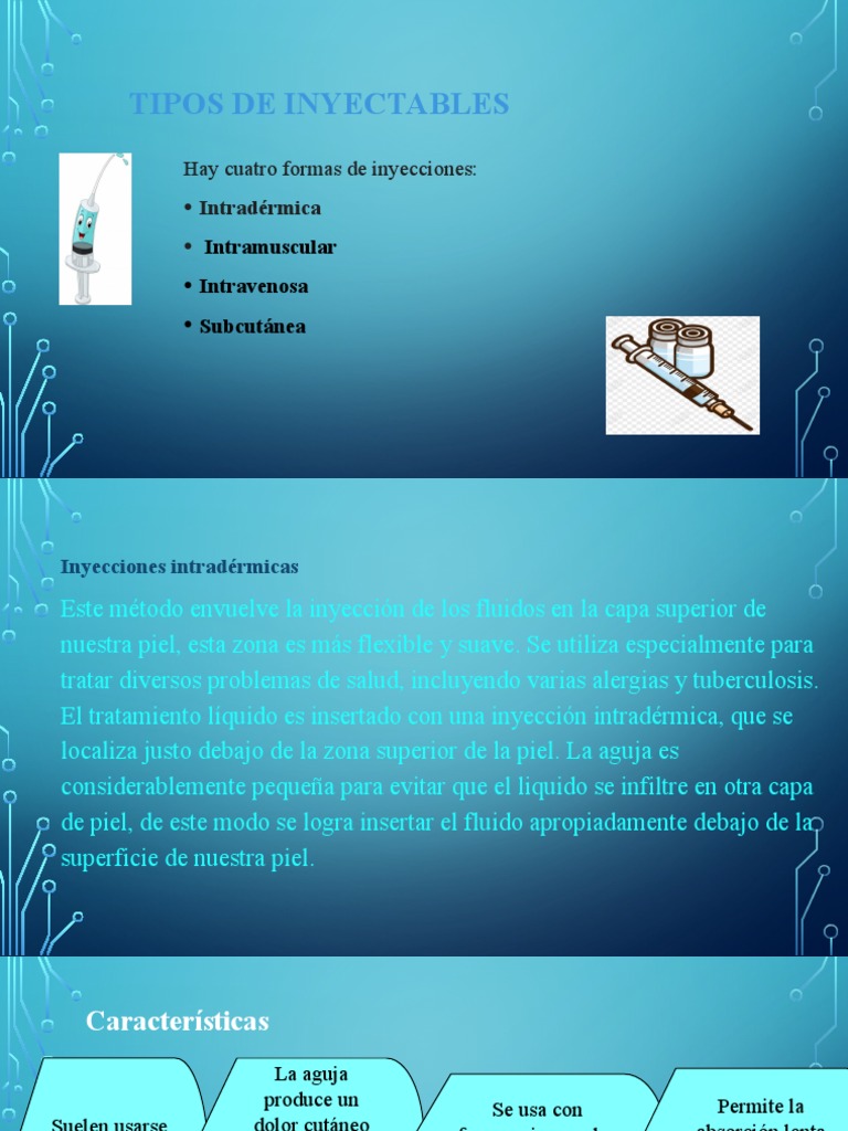 Tipos de Inyectables. | PDF | Inyección (medicina) | Terapia intravenosa