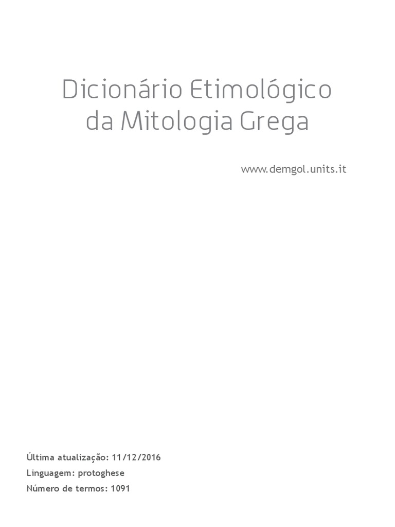Dicionário Etimológico Da Mitologia Grega | PDF | Mitologia grega | Aquiles