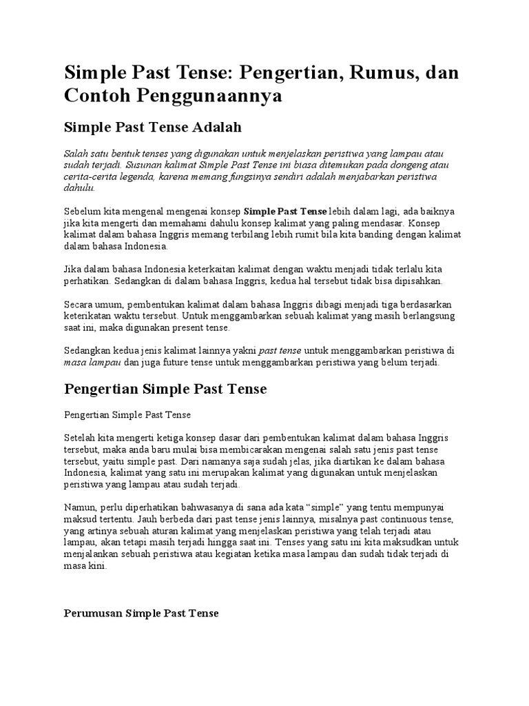 Contoh Cerita Simple Past Tense | PDF