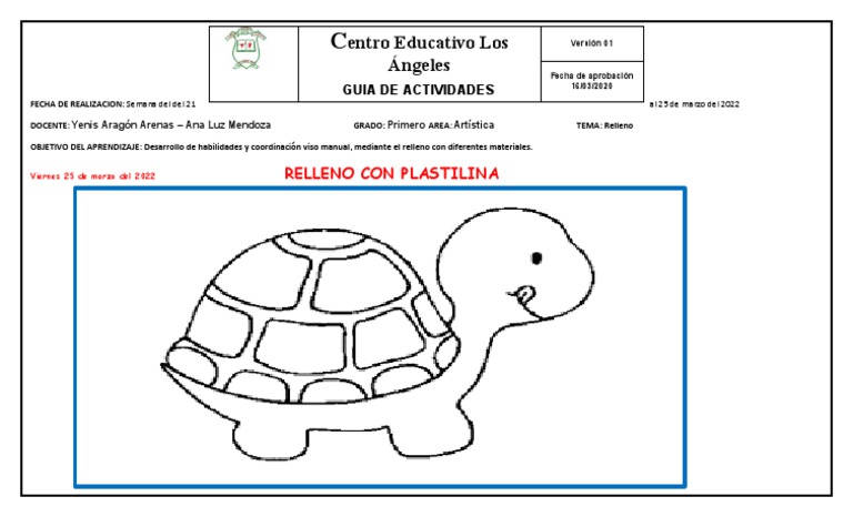 Relleno Con Plastilina La Tortuga | PDF
