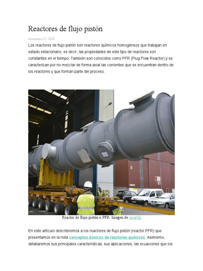Reactores de Flujo Pistón | PDF | Reactor Quimico | Gases