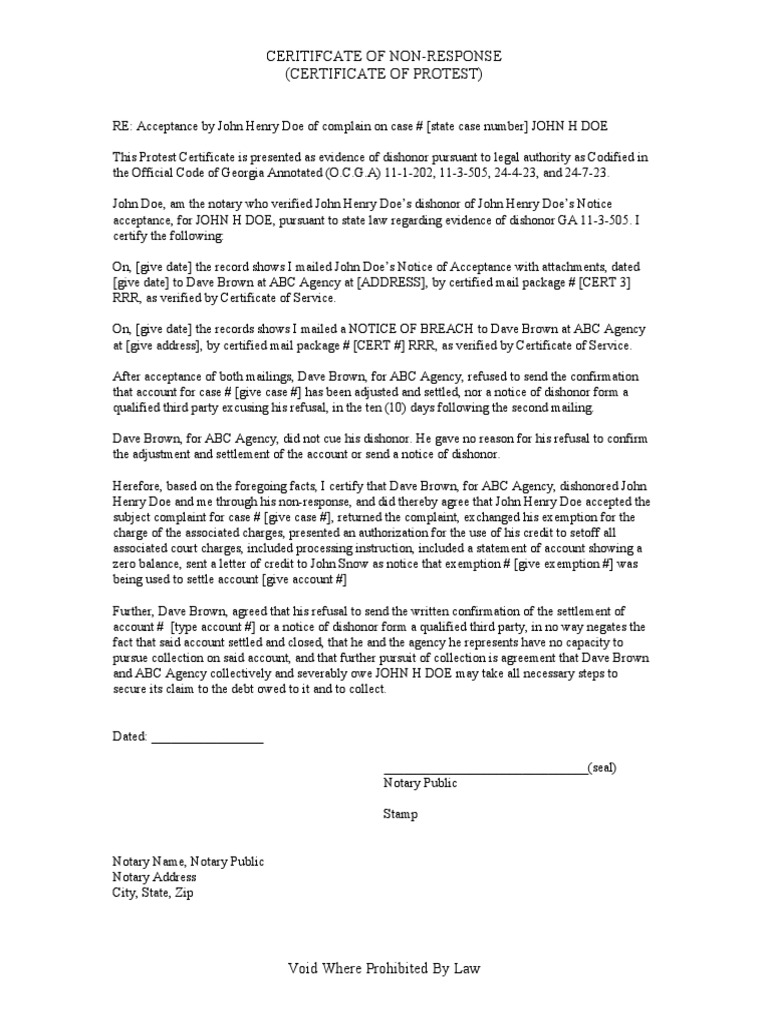 Certificate of Non-Response | PDF | Notary Public | Government