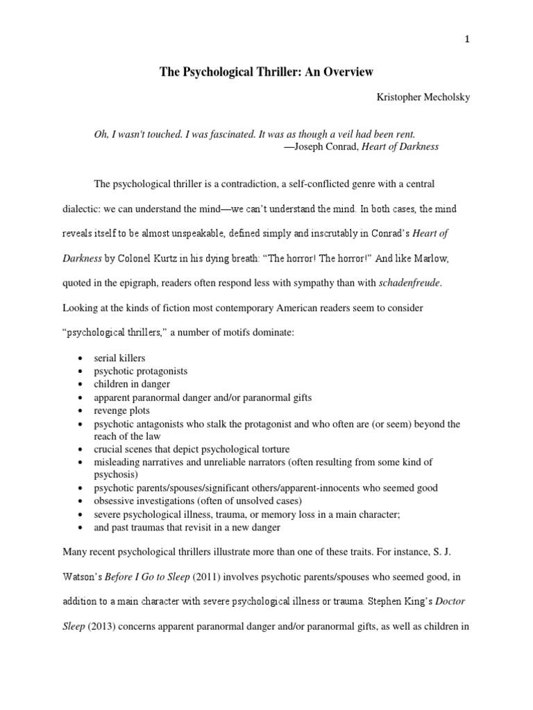 The Psychological Thriller An Overview | PDF | Gothic Fiction | Id