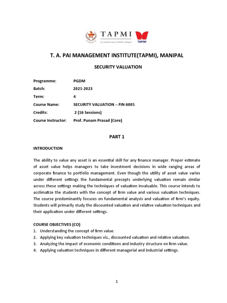 Security Valuation | Download Free PDF | Valuation (Finance) | Cost Of Capital
