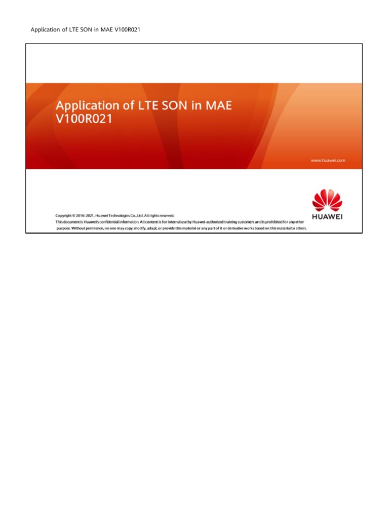 2 Application of LTE SON in MAE V100R021 | PDF | Lte (Telecommunication ...