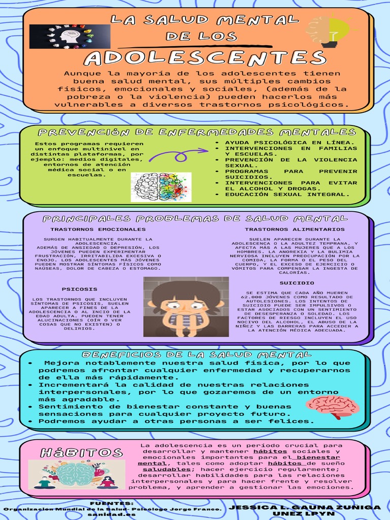 Salud Mental En Adolescentes Infografía Pdf