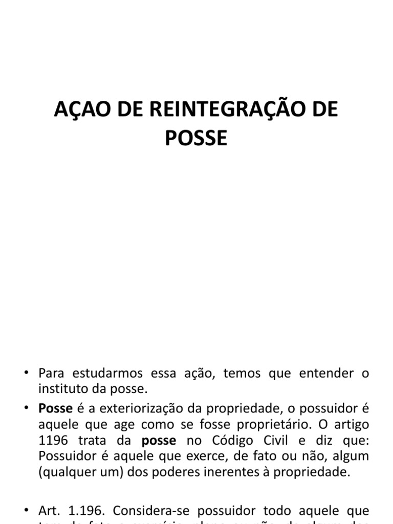 Açao De Reintegração De Posse Pdf