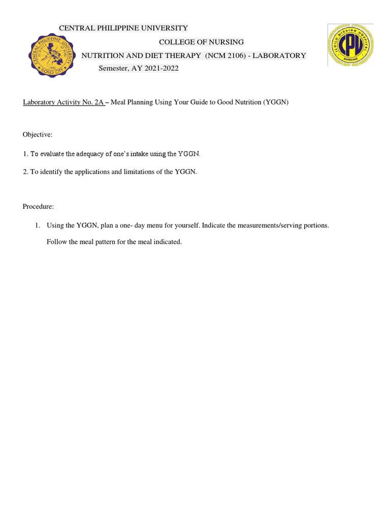 Laboratory-Activity-2A - YGGN | PDF | Meal | Foods