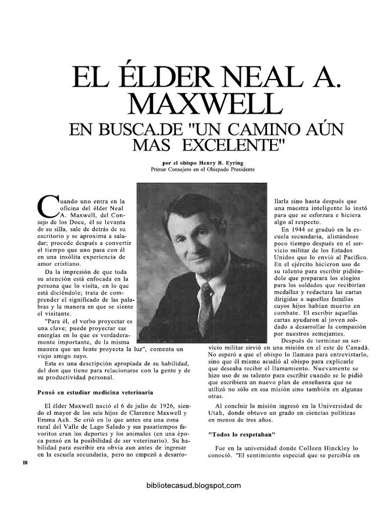 EL ÉLDER NEAL A. MAXWELL-En Busca de Un Camino Aun Mas Excelente | PDF