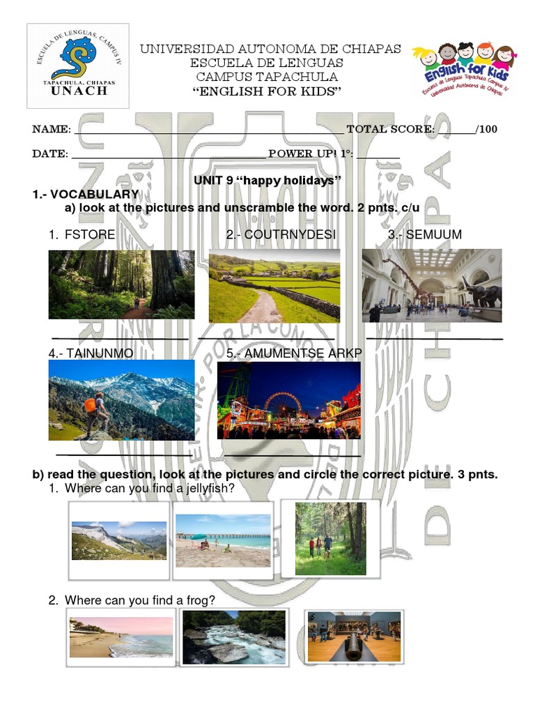 Exam Unit 9 Power Up 1 | PDF | Grammar | Human Communication