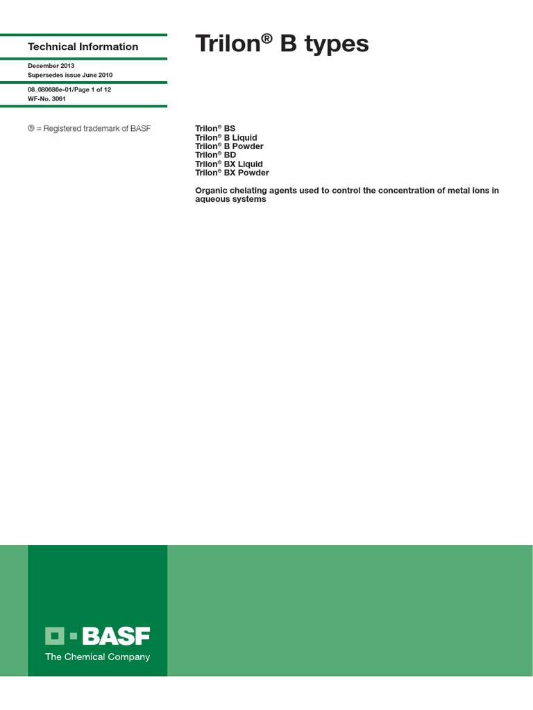 Información Tecnica TRILON B POLVO | PDF | Corrosion ...