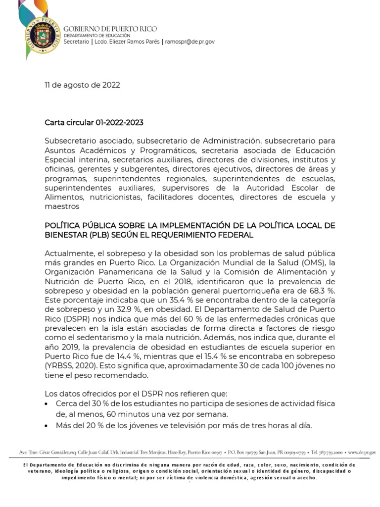 Carta Circular Num. 01 2022 2023 Firmado | PDF | Obesidad | Obesidad ... Carta Circular Num. 01 2022 2023 Firmado | PDF | Obesidad | Obesidad ...