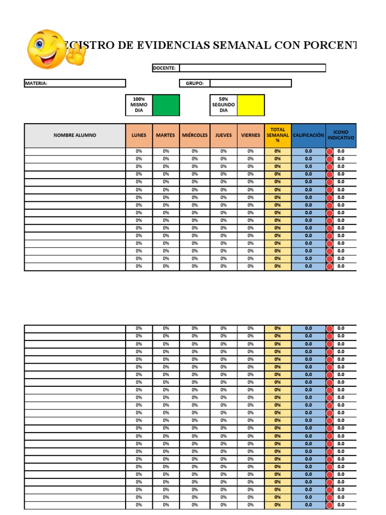 Formato de Calificaciones Por Porcentajes | PDF