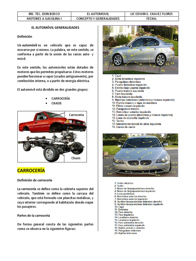 Carrocería: El Automóvil Generalidades Definición | PDF | Direccion | Coche