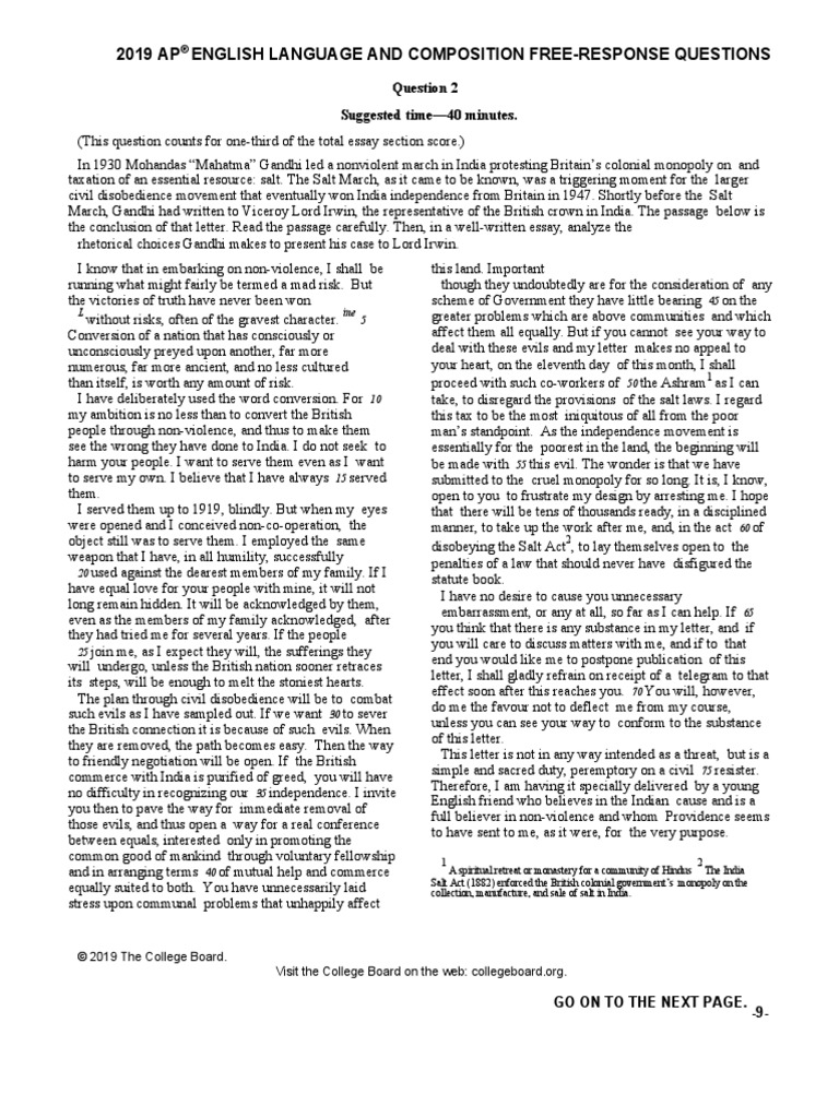 Gandhi' S Letter To Lord Irwin Passage | PDF | Mahatma Gandhi