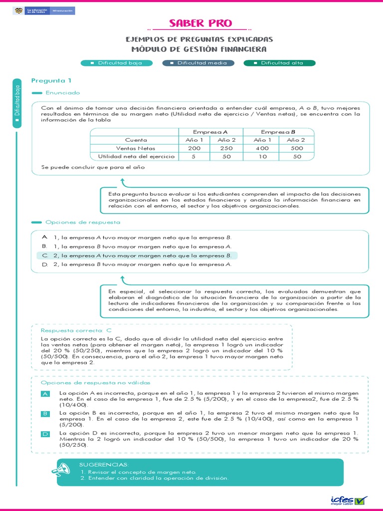 Preguntas Explicadas Gestion Financiera Saber Pro | PDF | Business | Bancos