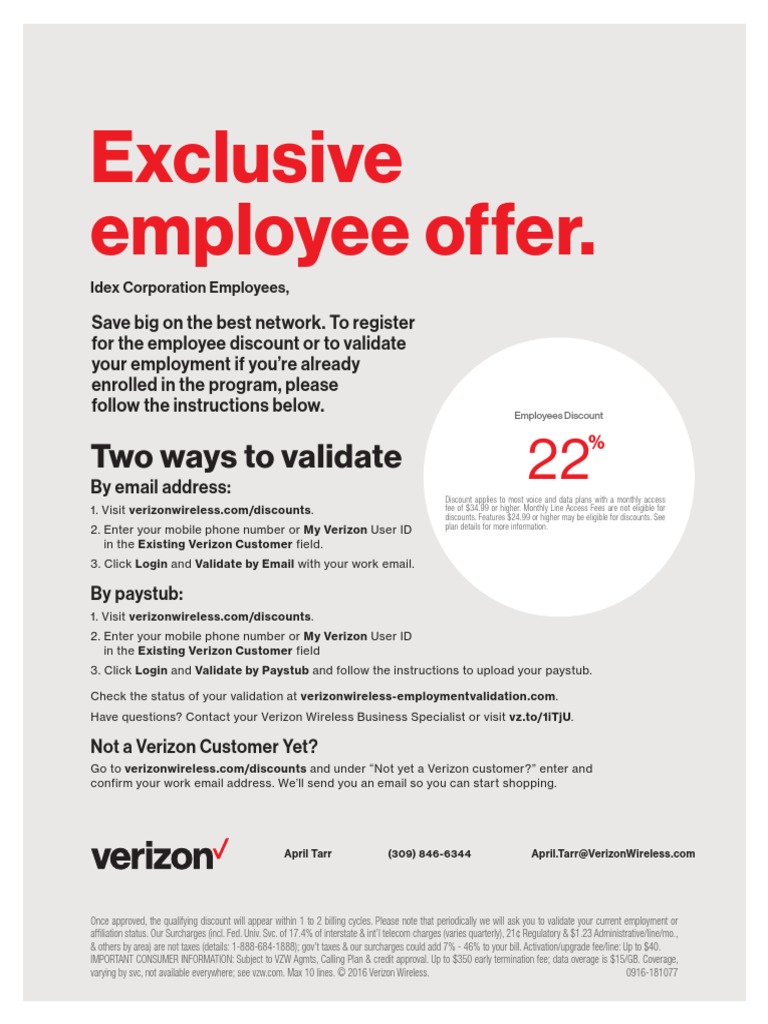 Verizon Employee Discount Program | PDF | Fee | Information And ...