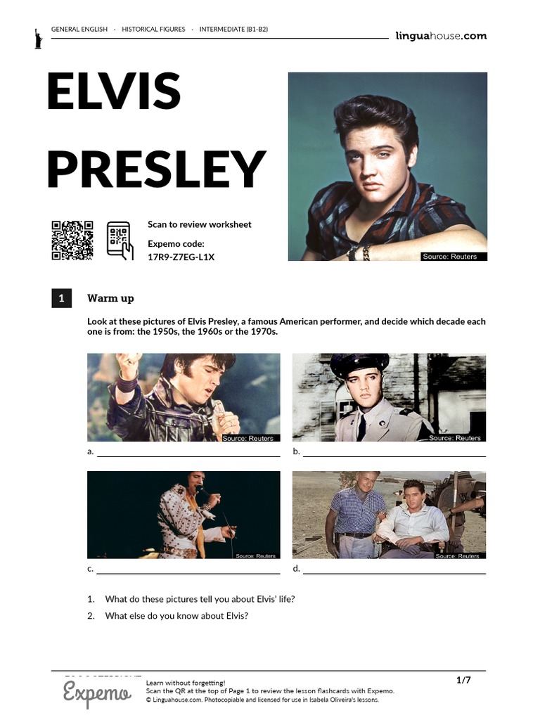 Elvis Presley - Lesson Plan (Intermediate) | PDF | Elvis Presley ...