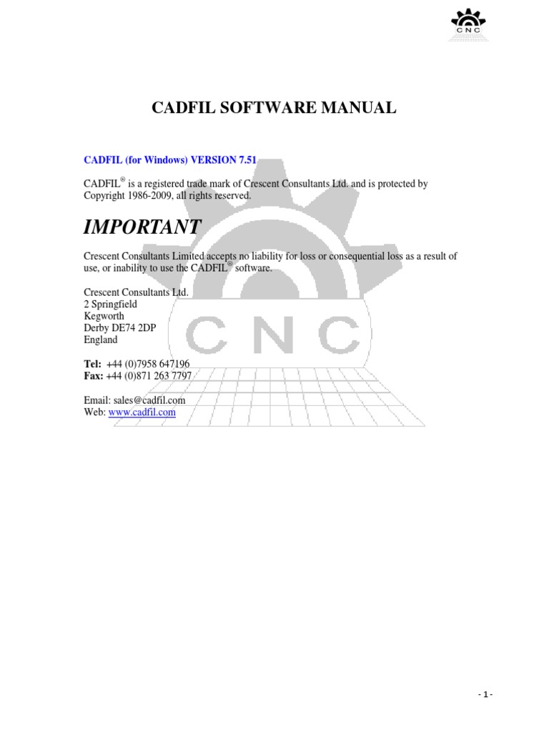 CNC CADFIL SOFTWARE Manual | PDF