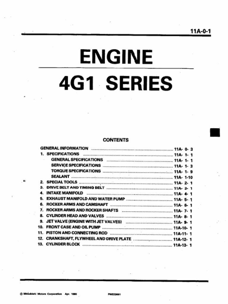 Manual de Mitsubishi 4g13 | PDF