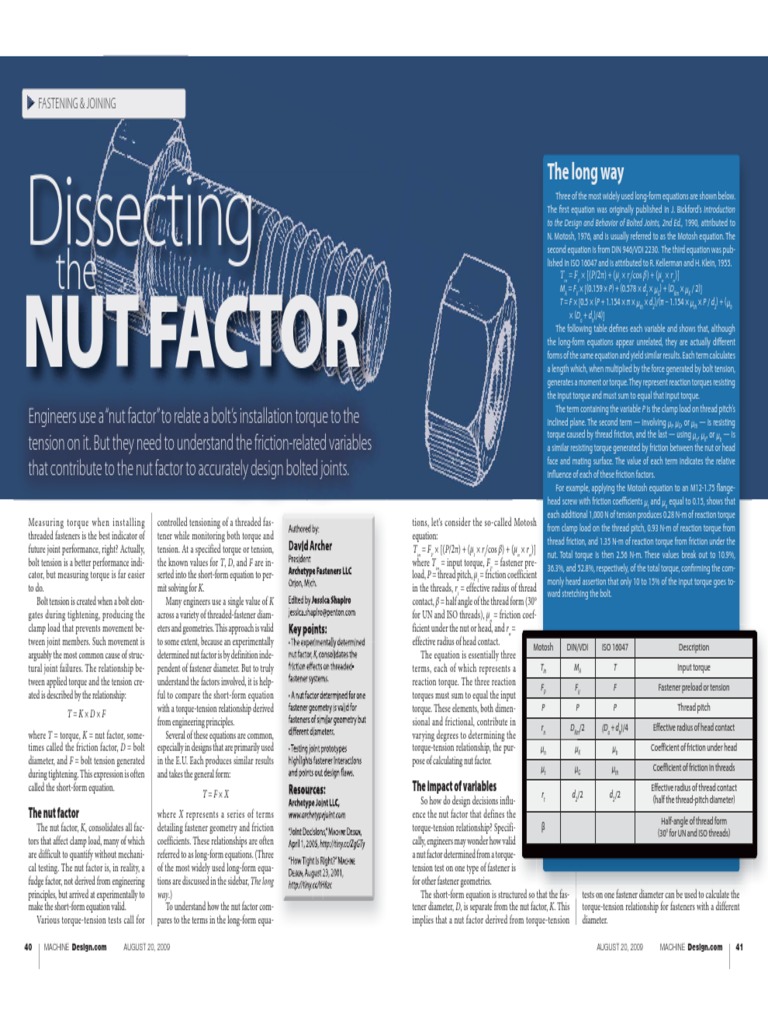 Ad - Nut Factor | PDF | Screw | Mechanical Engineering
