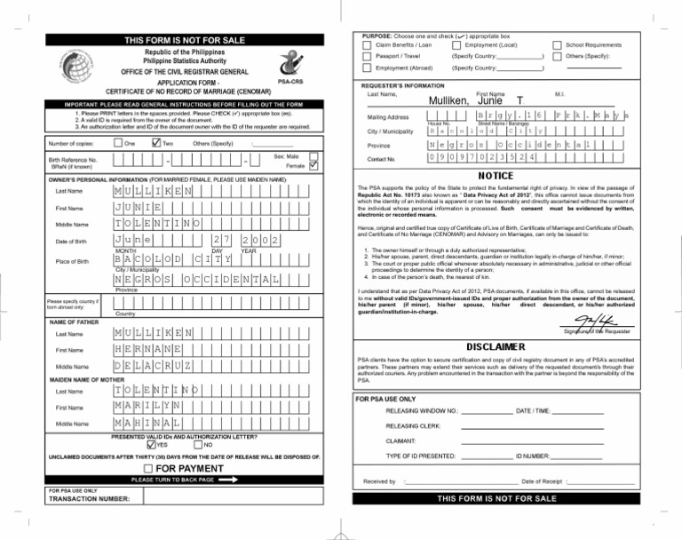 CENOMAR Application Guidelines | PDF | Identity Document | Justice