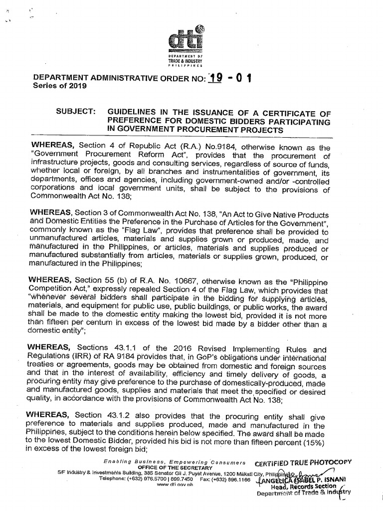DTI DAO 19-01 S 2019 DBP GUIDELINES | PDF